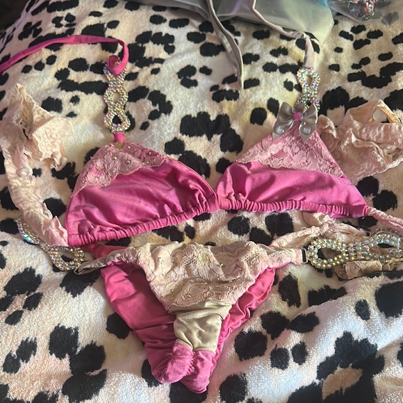 Swim | Custom Elegant Pink And Cream Lace Bikini Set | Poshmark